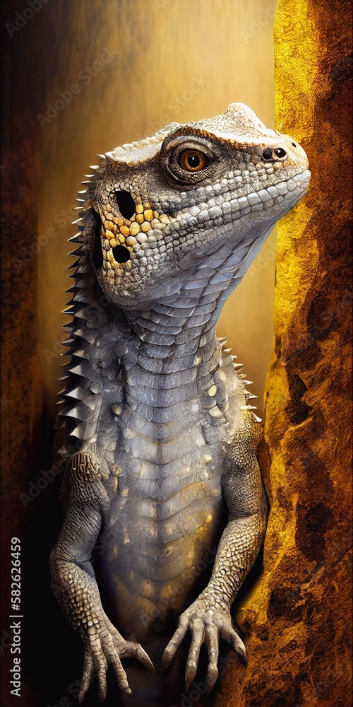 lizard rock surrealistic work studio portrait anthropomorphic humanoid ...