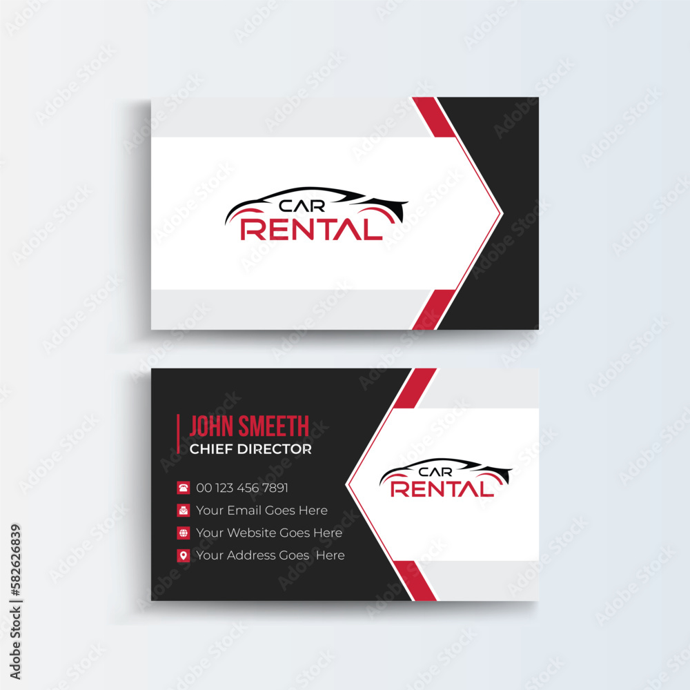 Car Rental Modern Clean Creative Business Card Design, Professional ...