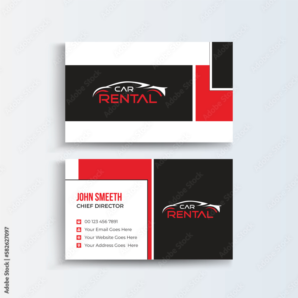 Car Rental Business Company Business card design, abstract visiting ...