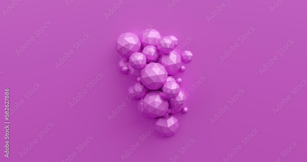 Low poly balls of molecules of different sizes are attracted to each ...
