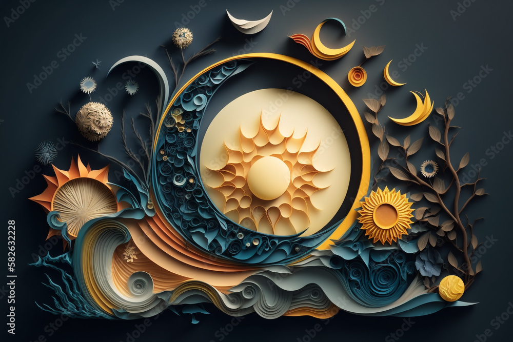 abstract paper quilling space, spacetime and constellations, stars and ...