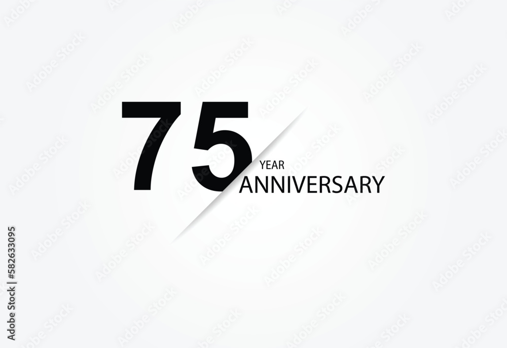75 years anniversary logo template isolated on white, black and white ...