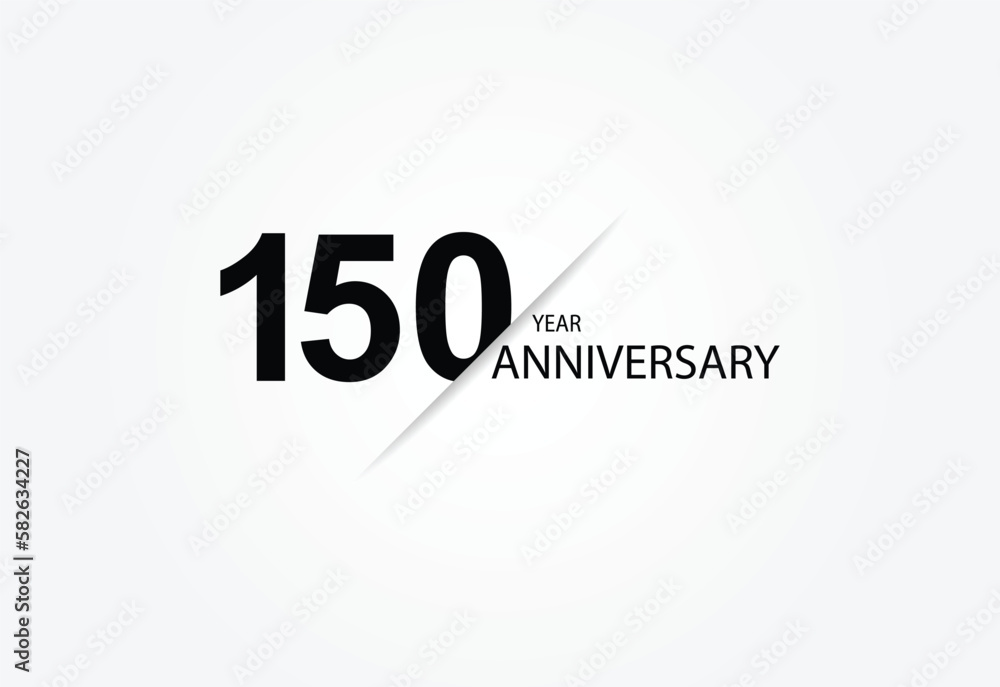 150 years anniversary logo template isolated on white, black and white ...