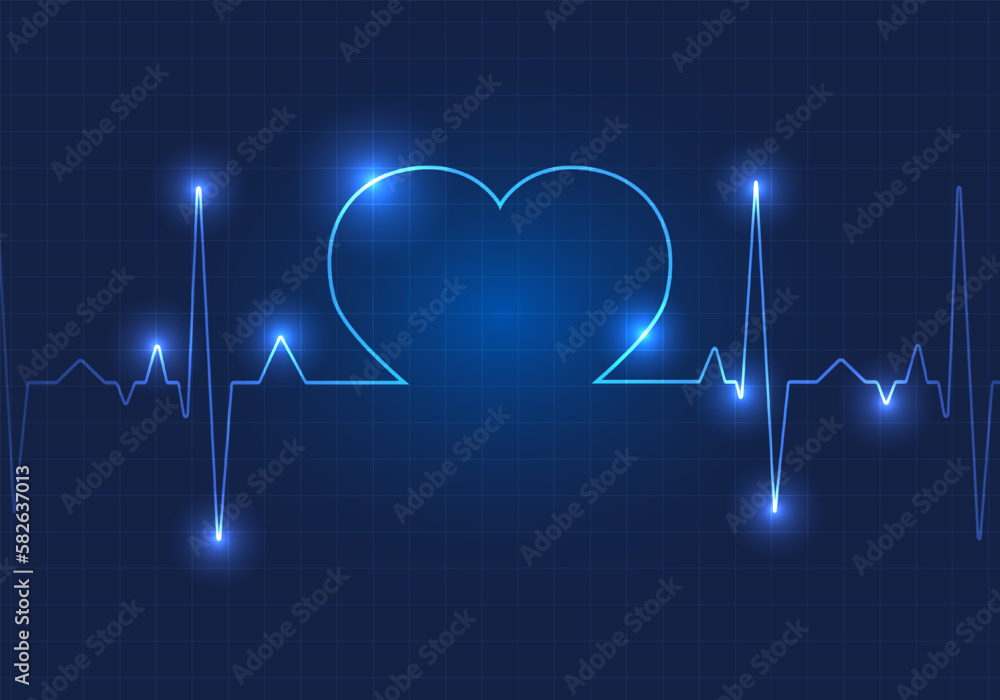 Heart-shaped technology background It's a graph showing the rhythm of ...