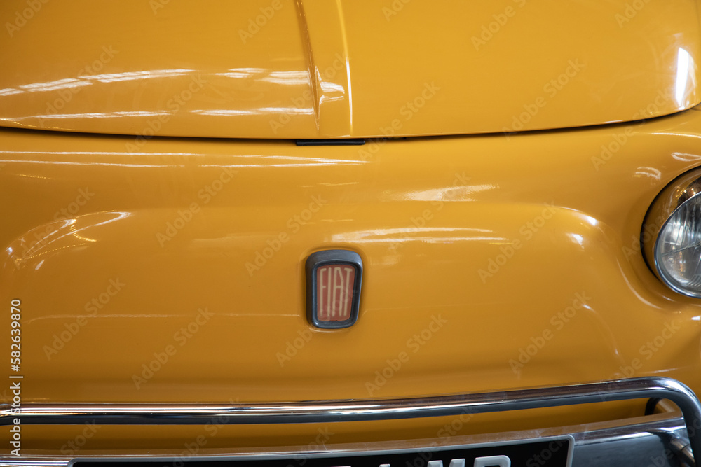 fiat 500 retro ancient vintage model old timer car sixties with front ...