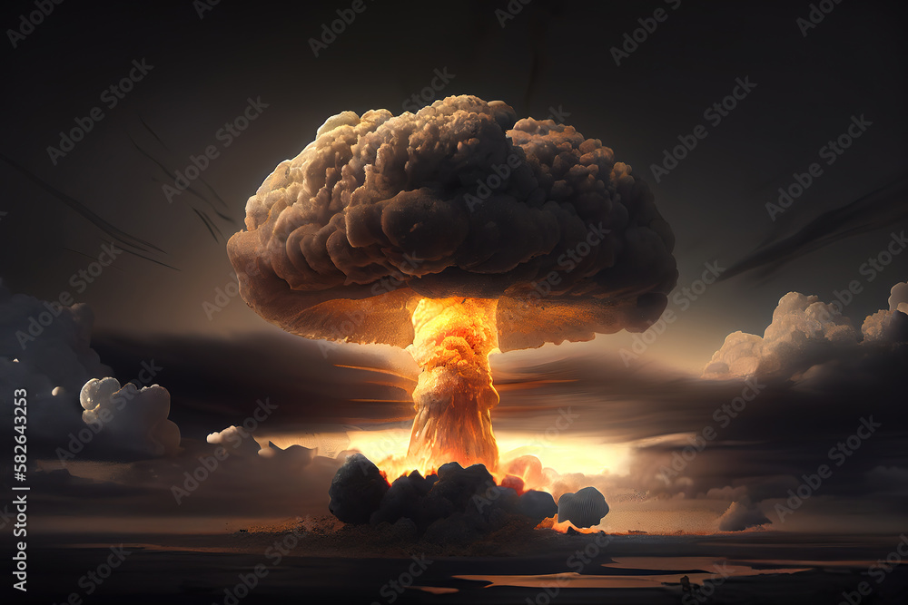 Tsar Bomba mushroom cloud (nuke). Generative Ai Stock Illustration ...