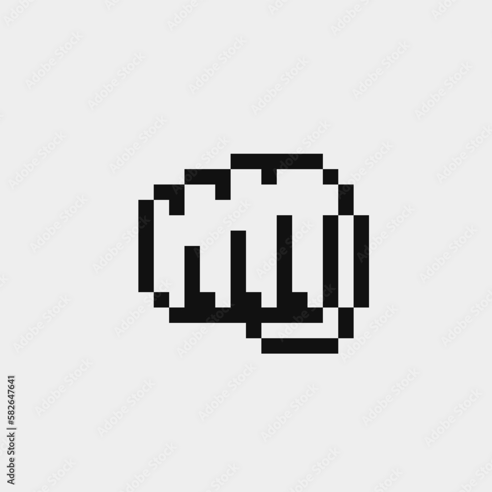 Oncoming fist. Pixel art icon. Flat style. Symbol of victory, strength ...