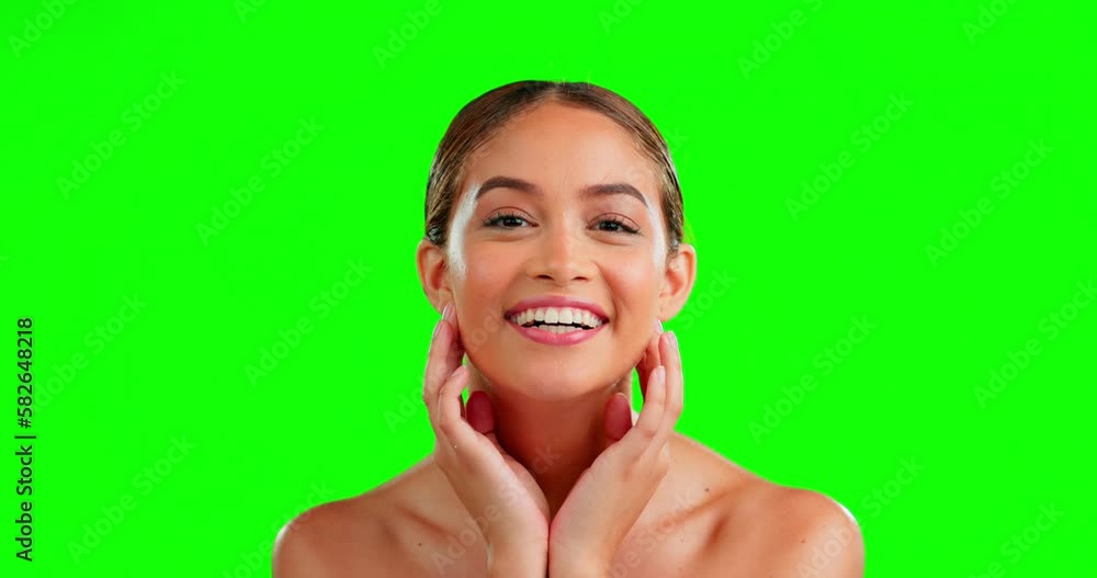 Beauty, skincare and smile with woman in studio for cosmetics ...