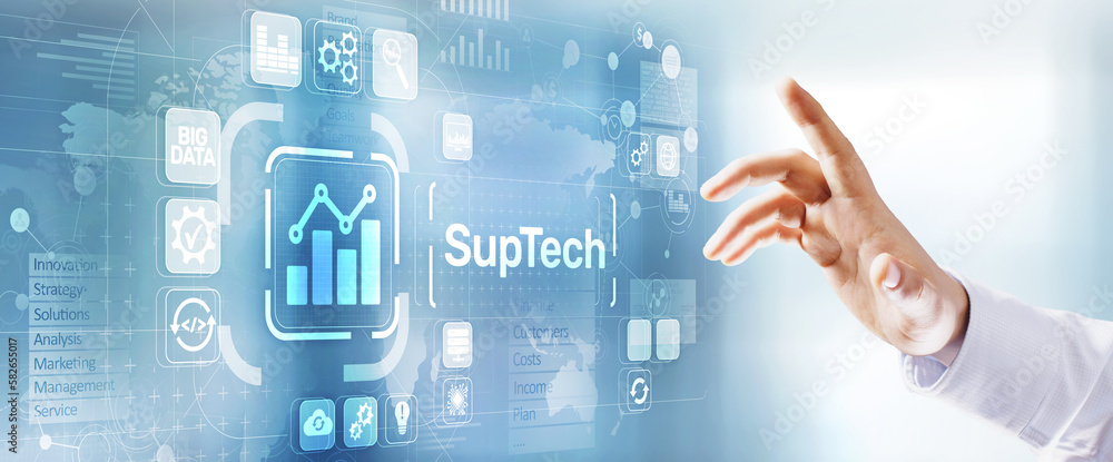 Suptech Regtech Supervisory Regulation technology concept on virtual ...