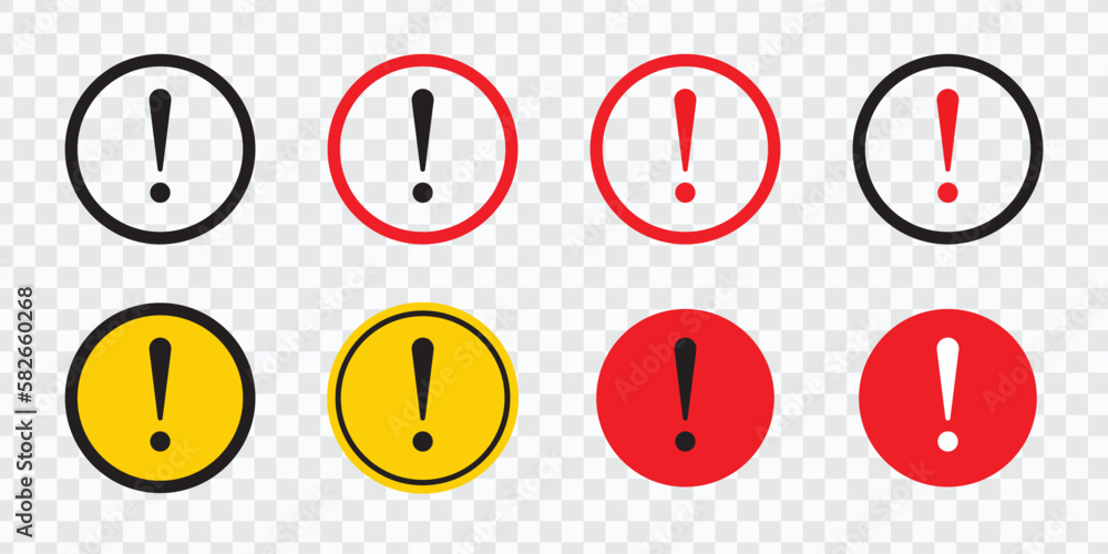 Set warning sign, alert icon. Danger warning attention sign. Vector ...