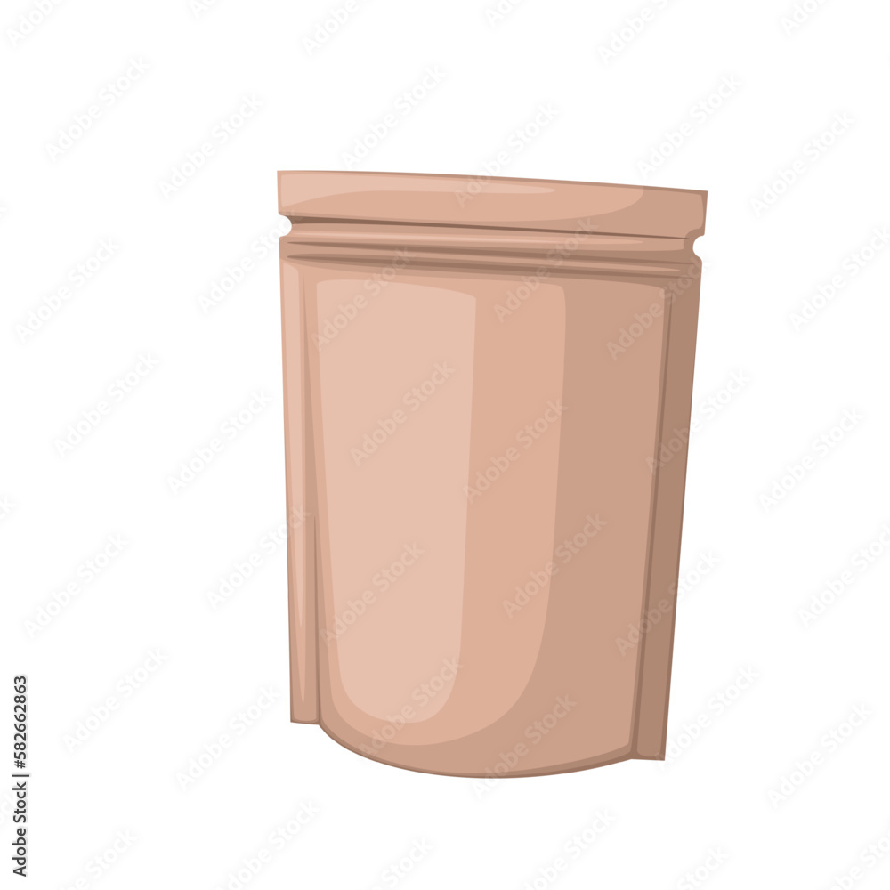 Paper bag with zipper vector illustration. Cartoon isolated brown paper ...