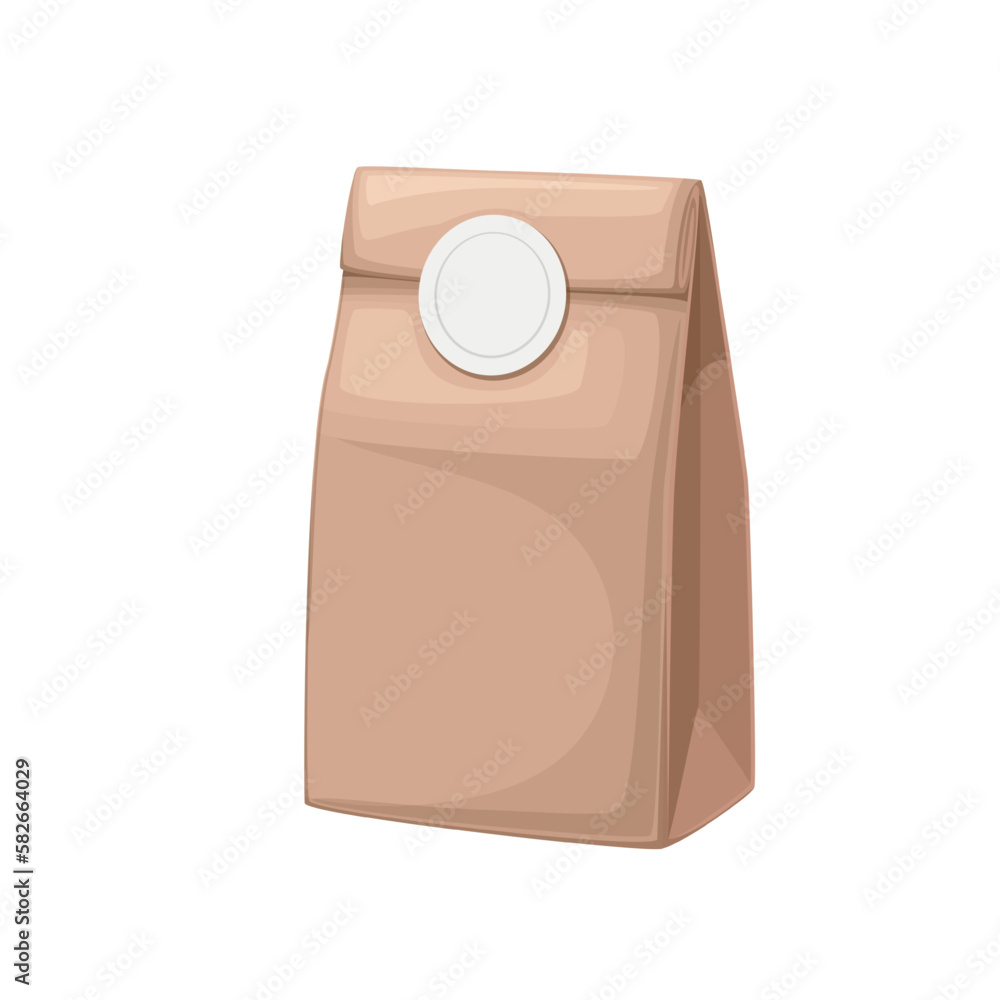 Paper bag vector illustration. Cartoon isolated cardboard square zero ...
