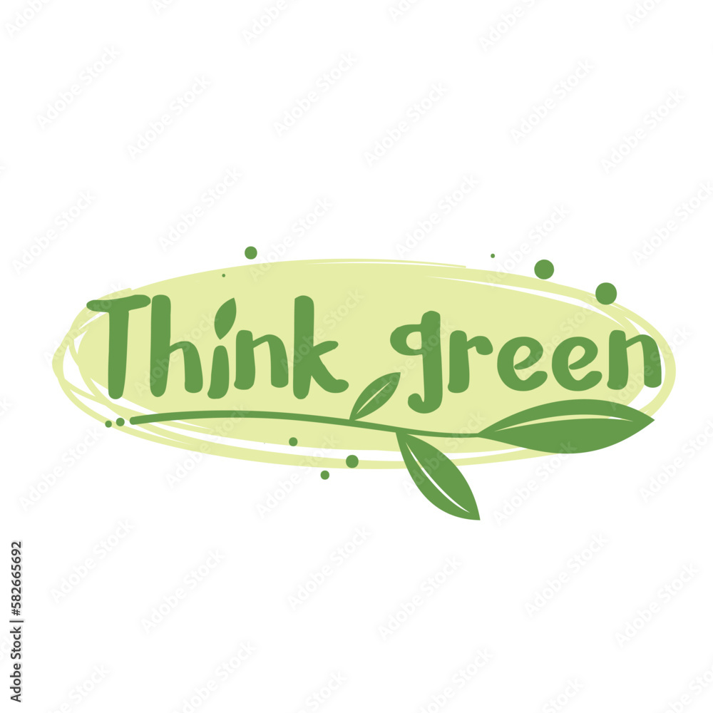 Zero waste sticker with Think green message vector illustration ...