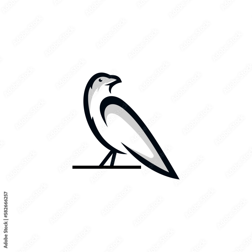 Raven bird icon design template. Raven bird symbol logotype. A racen ...