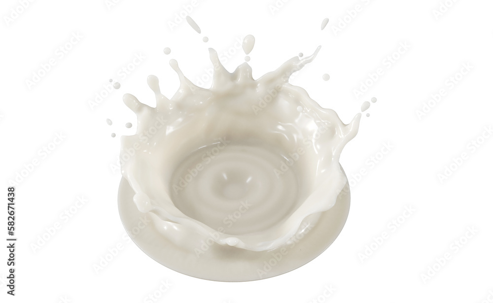 Close up Beauty Milk crown splashing isolate on white background. 3D ...