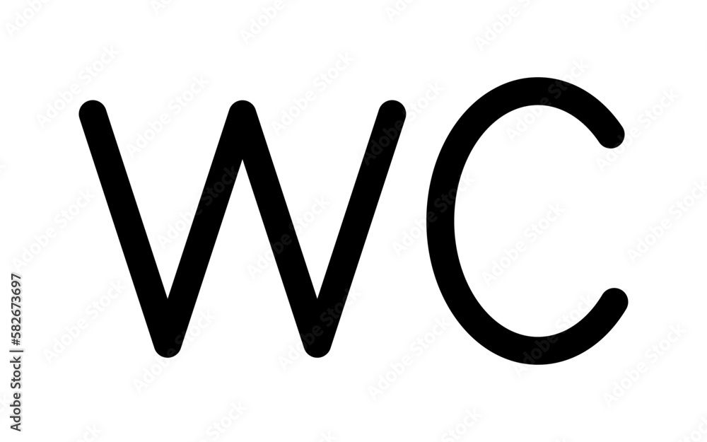 Vector WC icon. Black WC text. Toilet sign with editable stroke. Stock ...