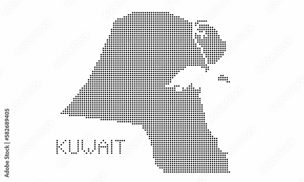 Kuwait dotted map with grunge texture in dot style. Abstract vector ...