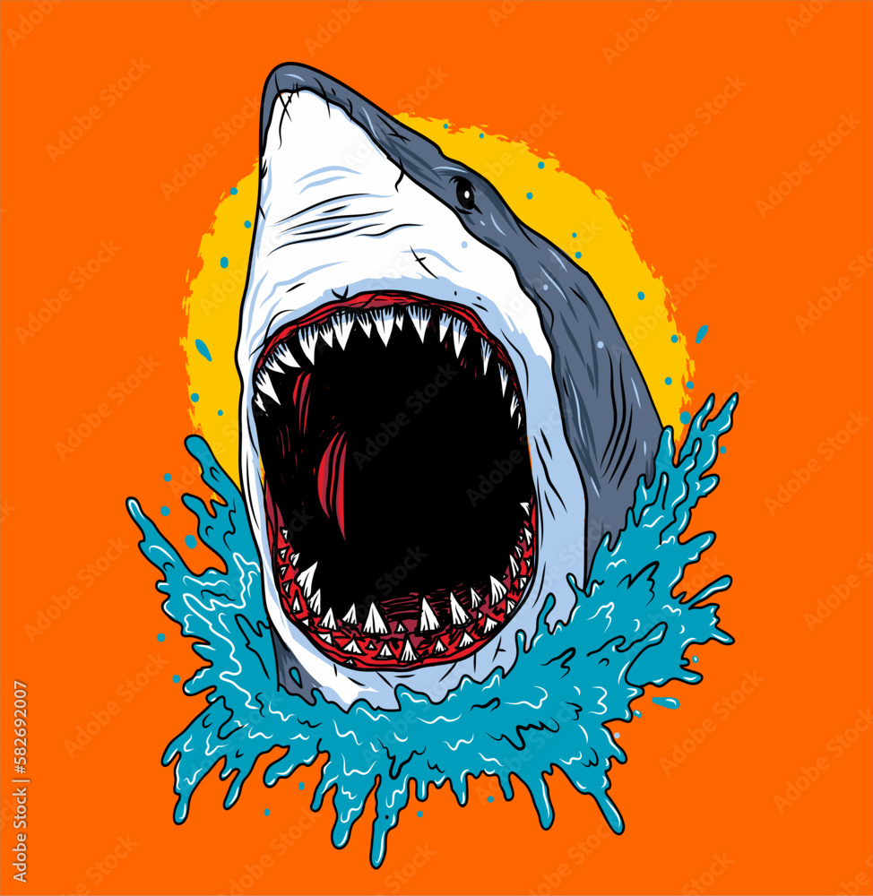 Shark Attack Vector Illustration Stock Vector | Adobe Stock