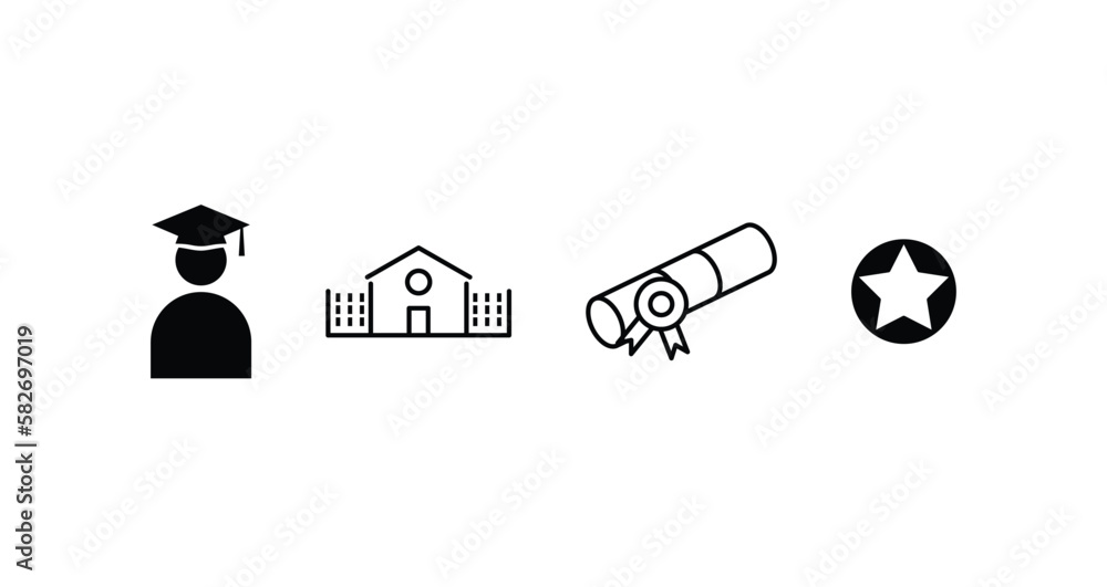 School or university vector icons set. Education pictograms set. School ...