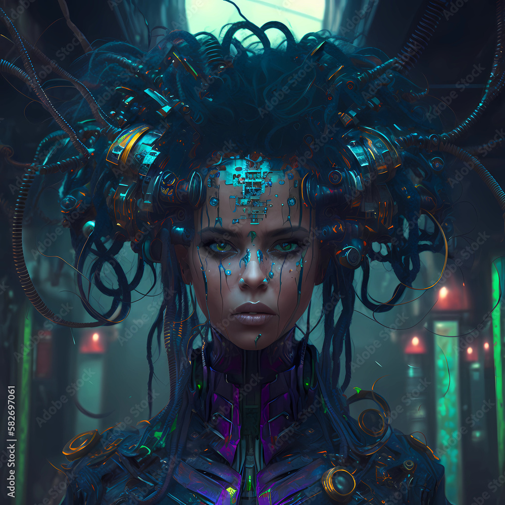 Cyberpunk Medusa Stock Illustration | Adobe Stock
