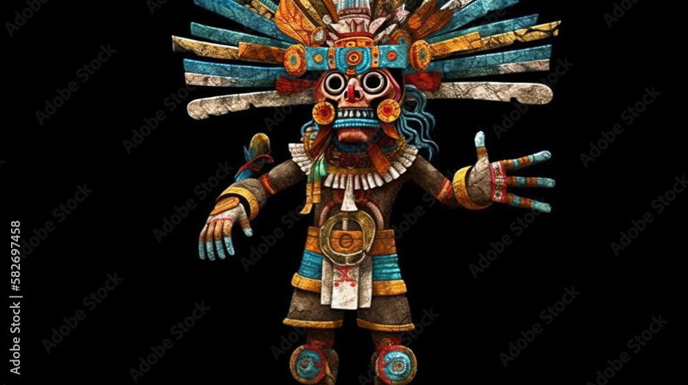 Aztec God Tlaloc - Rain and fertility god ilustración de Stock | Adobe ...