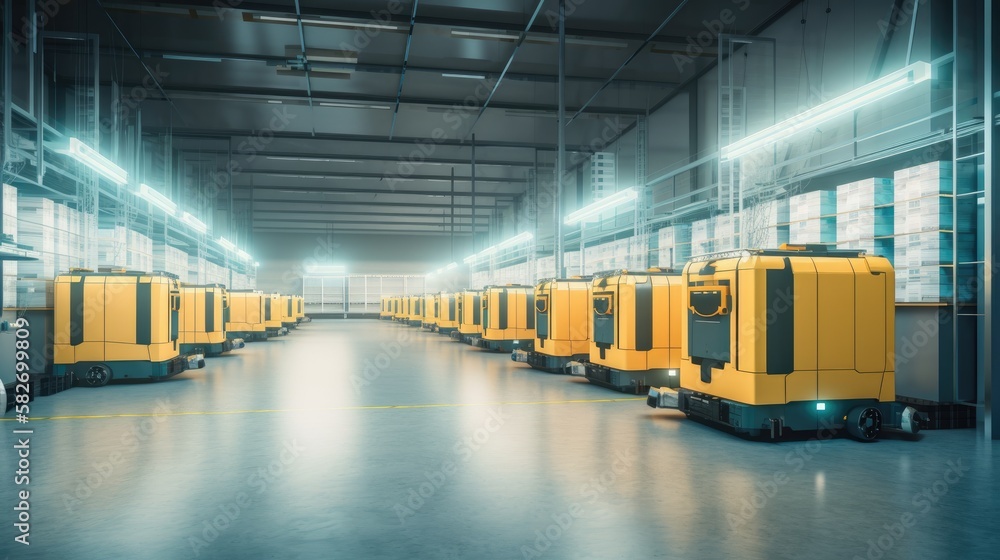 Concept of smart factory and 5G for industrial. Autonomous Robotic ...