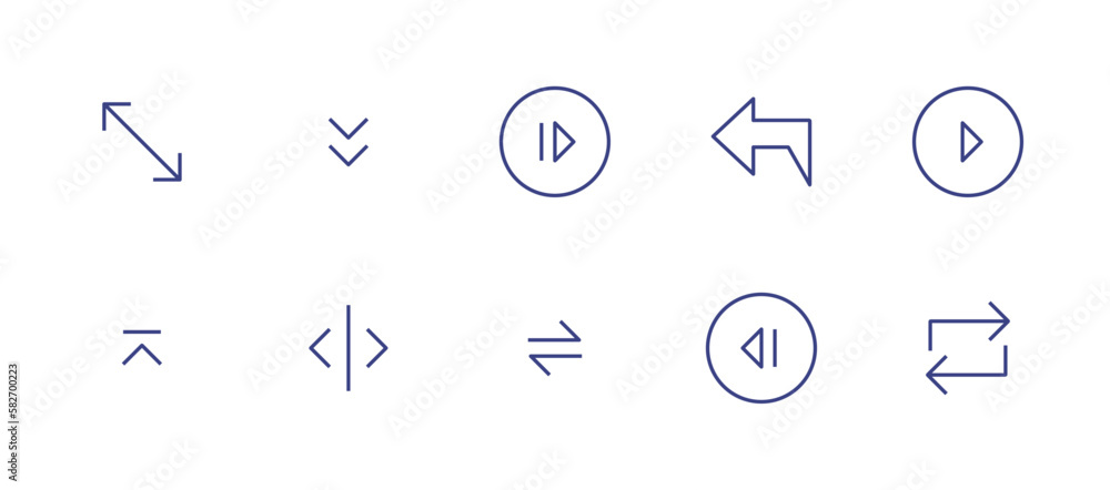 Arrows line icon set. Editable stroke. Vector illustration. Containing ...