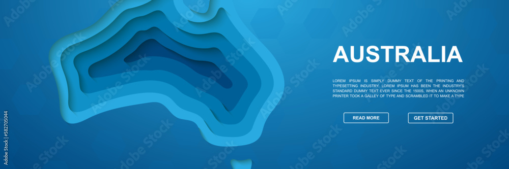 Australia paper cut symbol for promotion banner. Horizontal paper cut ...