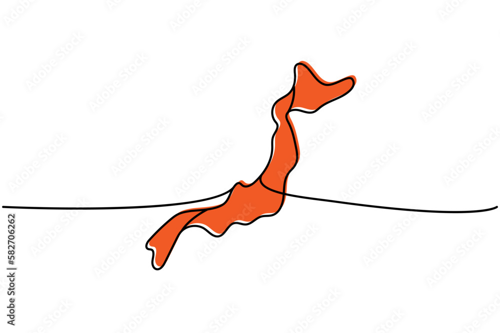 Japan silhouette one line continuous drawing. Japan country silhouette ...