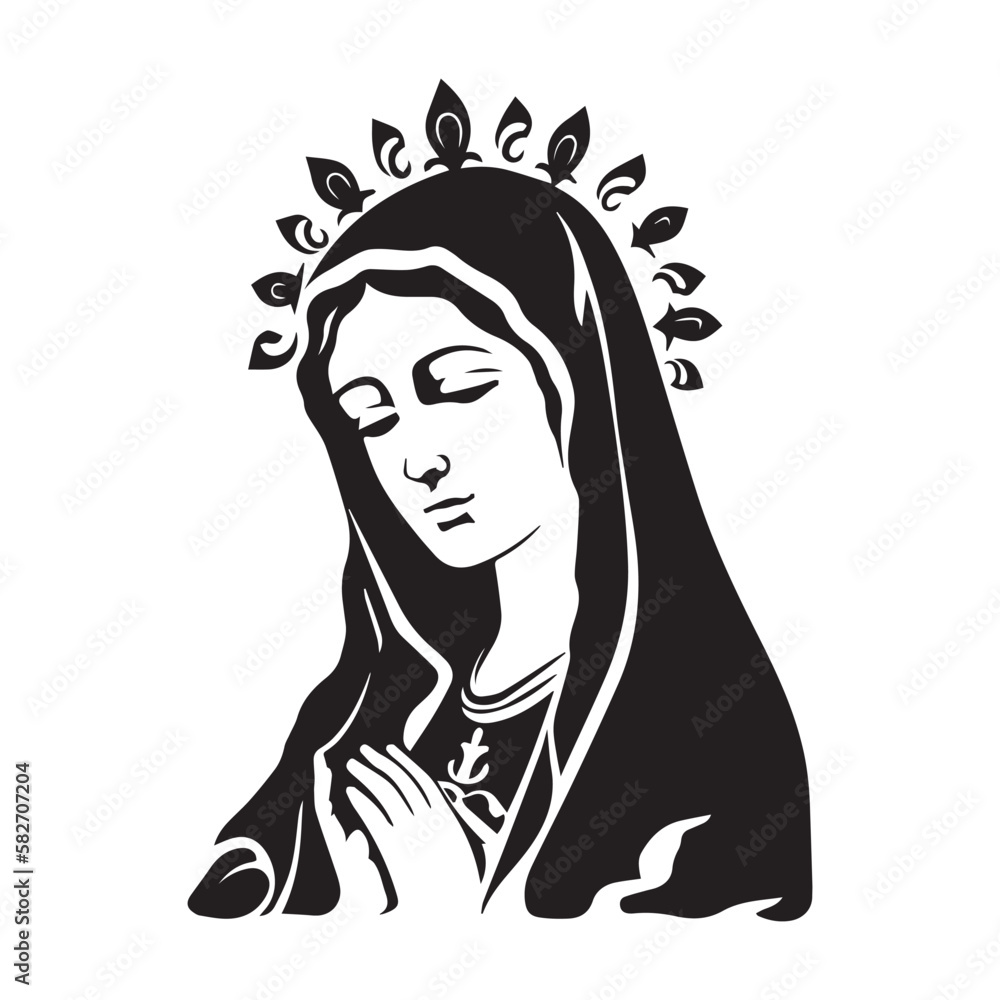 Virgin Mary Black And White Clip Art