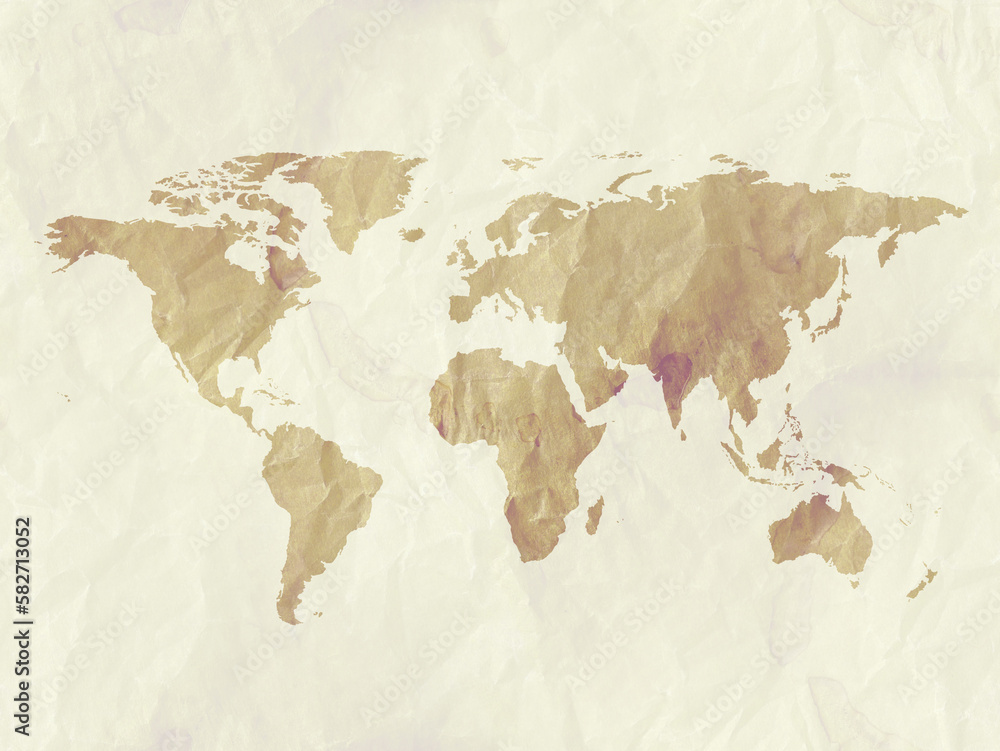 Old watercolor styled world map. Beige and liht brown tones. Stock ...