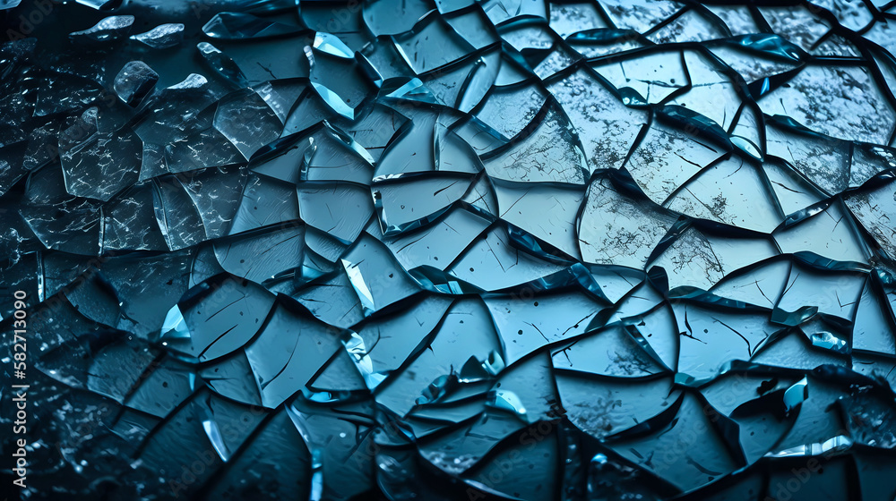 blue cracked glass texture wallpaper, created with generative ai Stock ...
