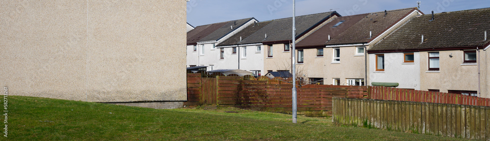 Council houses in poor estate with high populations and many social ...