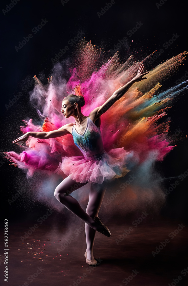 Generative AI illustration of Young and beautiful girl dancing ...