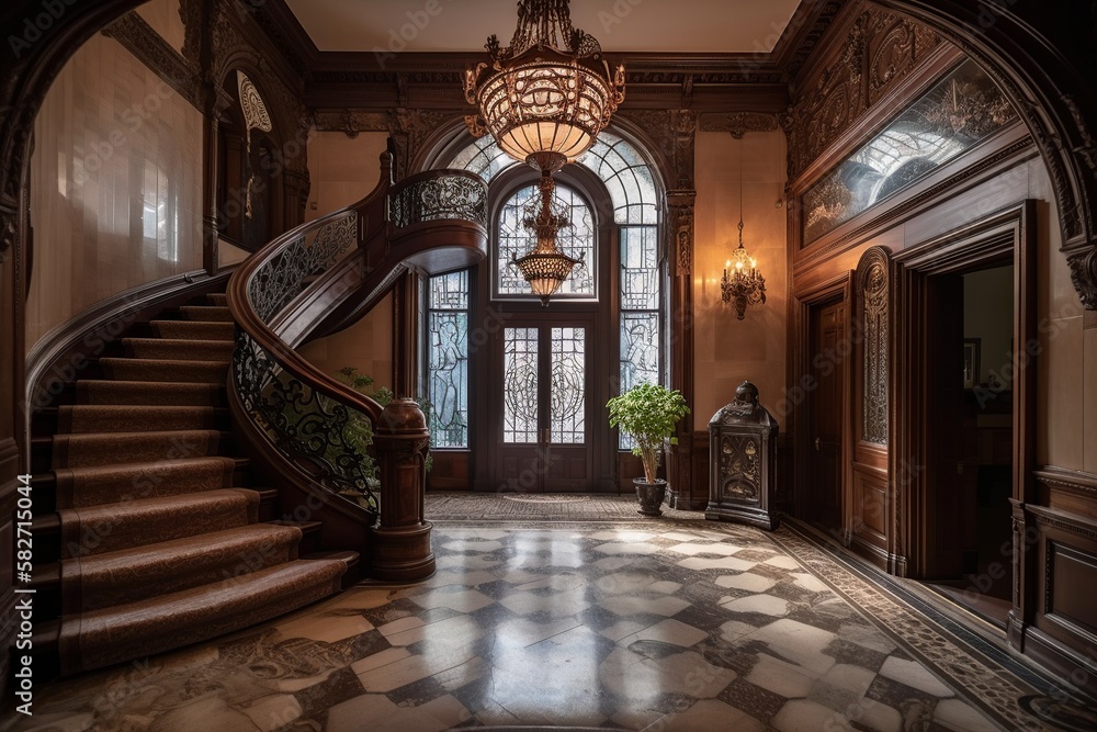 An impressive and grandiose mansion, classic and traditional styles ...