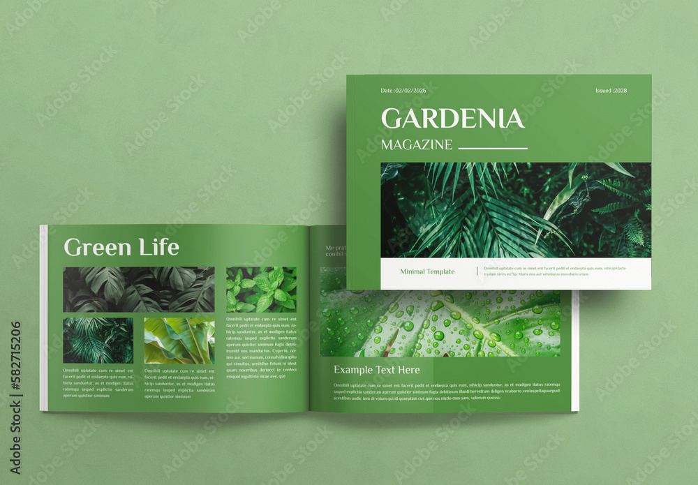 Landscape Gardenia Magazine Layout Stock Template | Adobe Stock