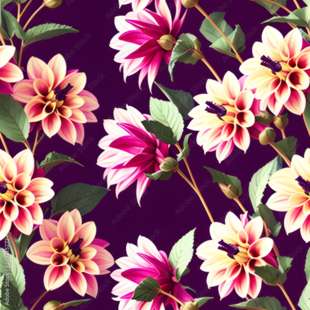 Seamless floral pattern with flowers daisies Template design for ...