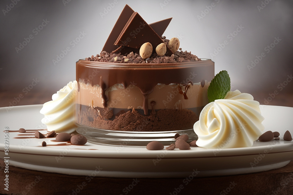 three-layer chocolate dessert, created by a neural network, Generative ...