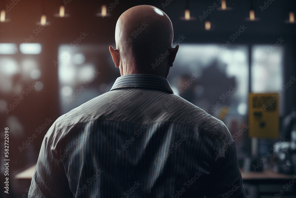 bald man view from the back, created by a neural network, Generative AI ...