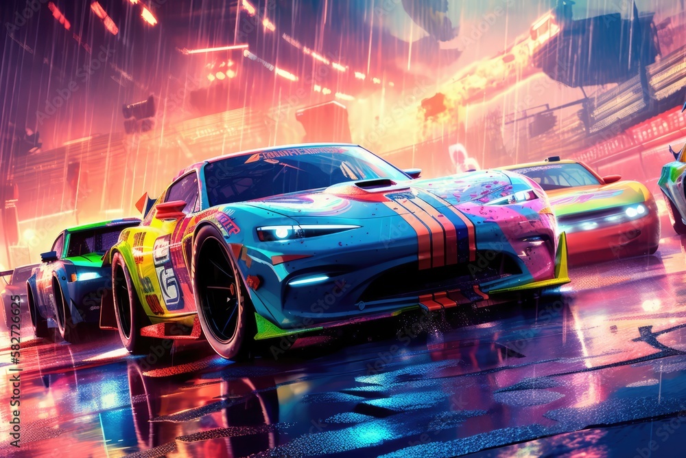 Disney style racing movie poster Stock Illustration | Adobe Stock