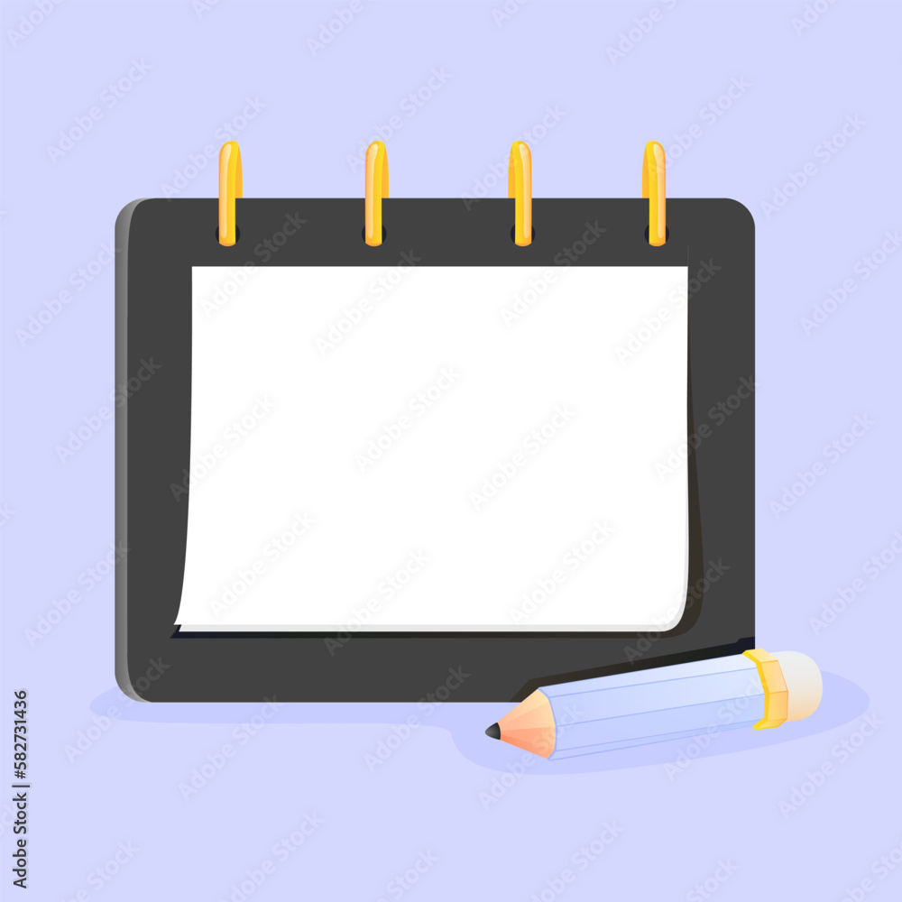 Notepad for writing notes with a pencil. Cartoon vector illustration on ...
