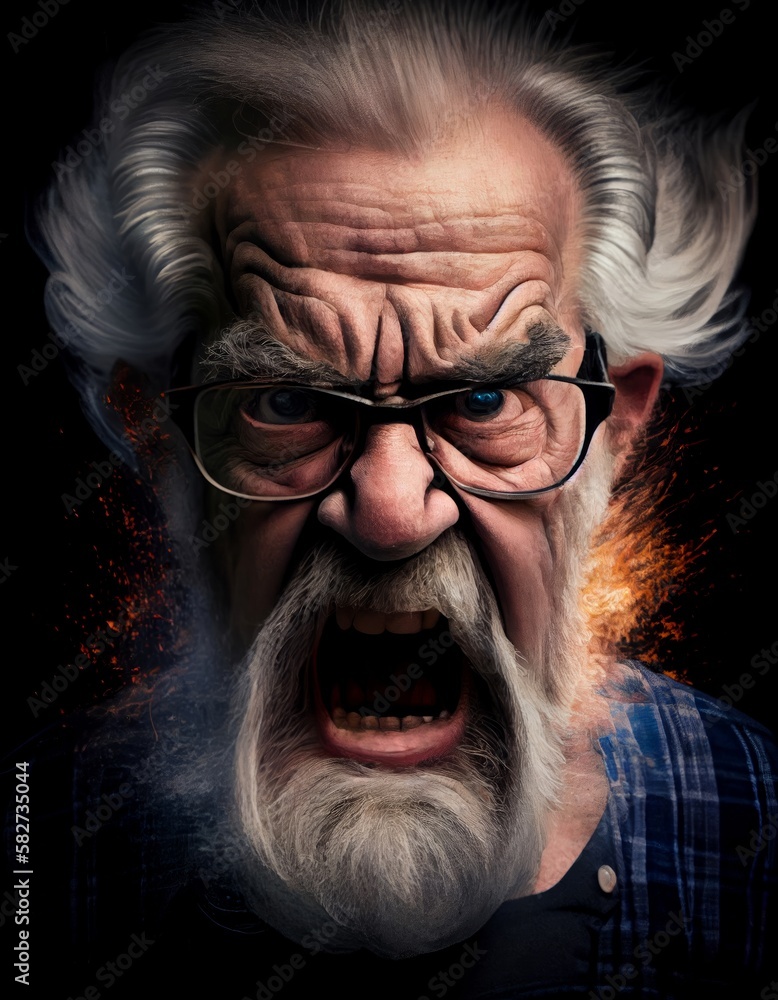 Angry old people - portrait view - made with generative AI tools Stock ...