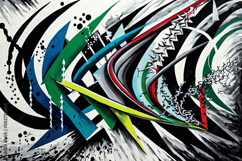 abstract painting of a chaotic and asymmetric arrangement of ...