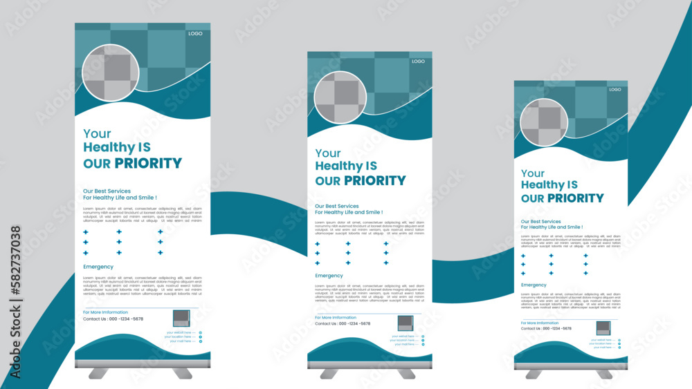 Medical Roll up banner design and retractable banner for vector and ...