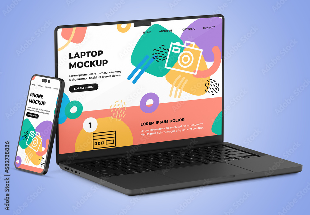 Laptop and Smartphone Mockup Stock Template | Adobe Stock