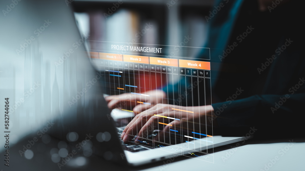 Planning and Implementation, Business people use laptop computers to ...