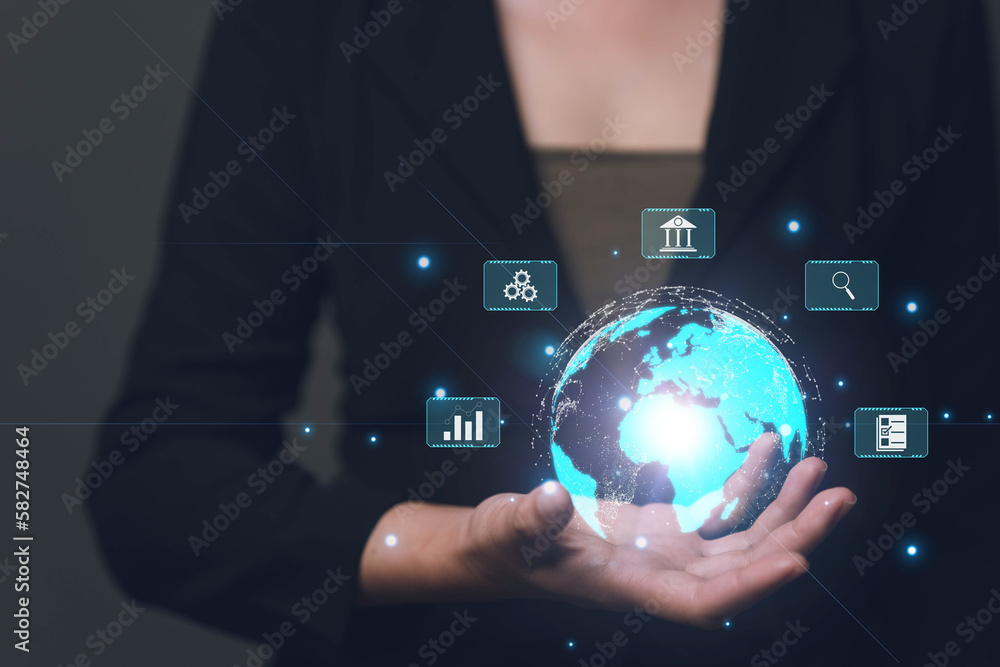 Virtual global internet concept World-class internet connection ...