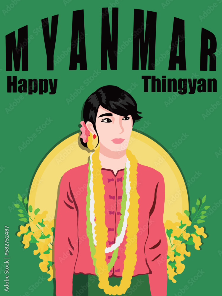 Myanmar Songkran Festival, characters, traditional costumes, material ...