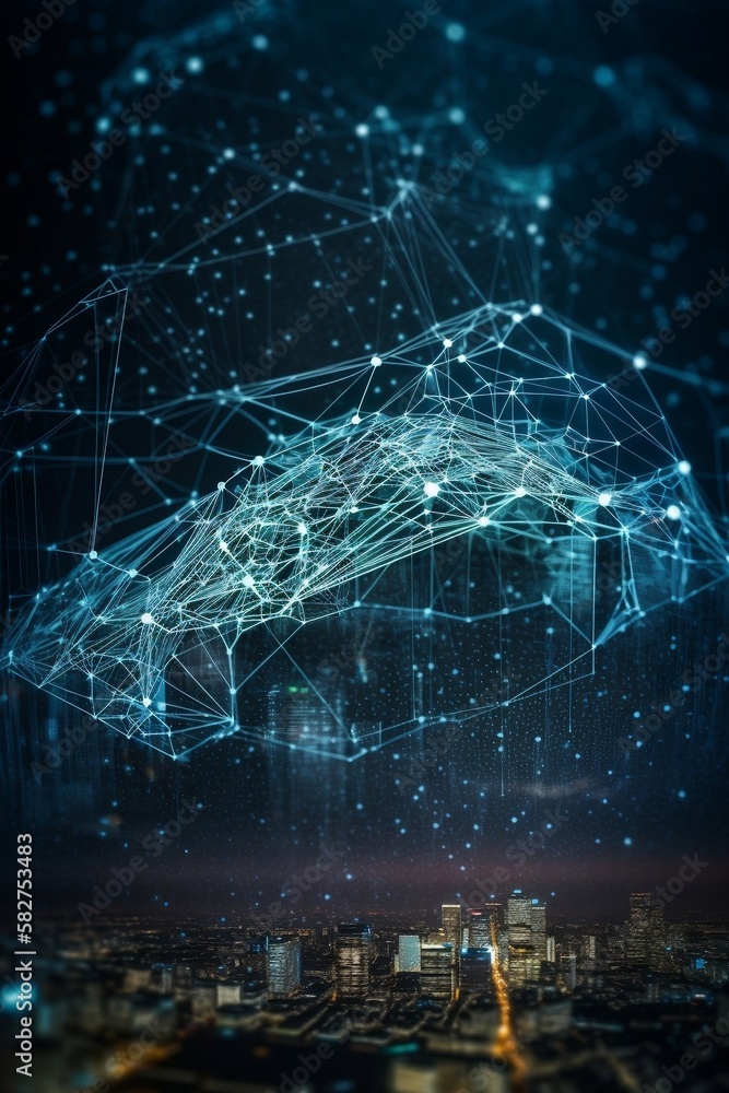 artificial intelligence, machine learning concepts, complex algorithms and networks that drive ...