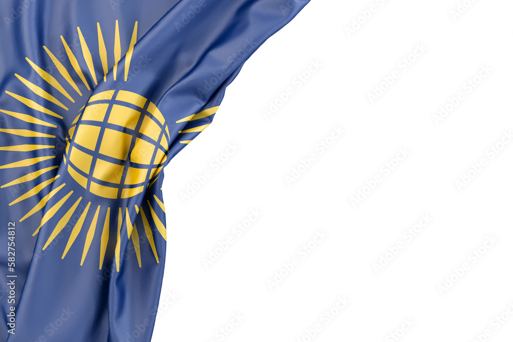 Flag of Commonwealth of Nations in the corner on white background. 3D ...